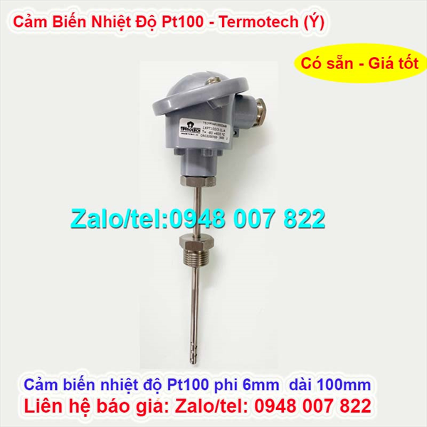 Cảm biến nhiệt độ Pt100 dài 100mm phi 6 Termotech